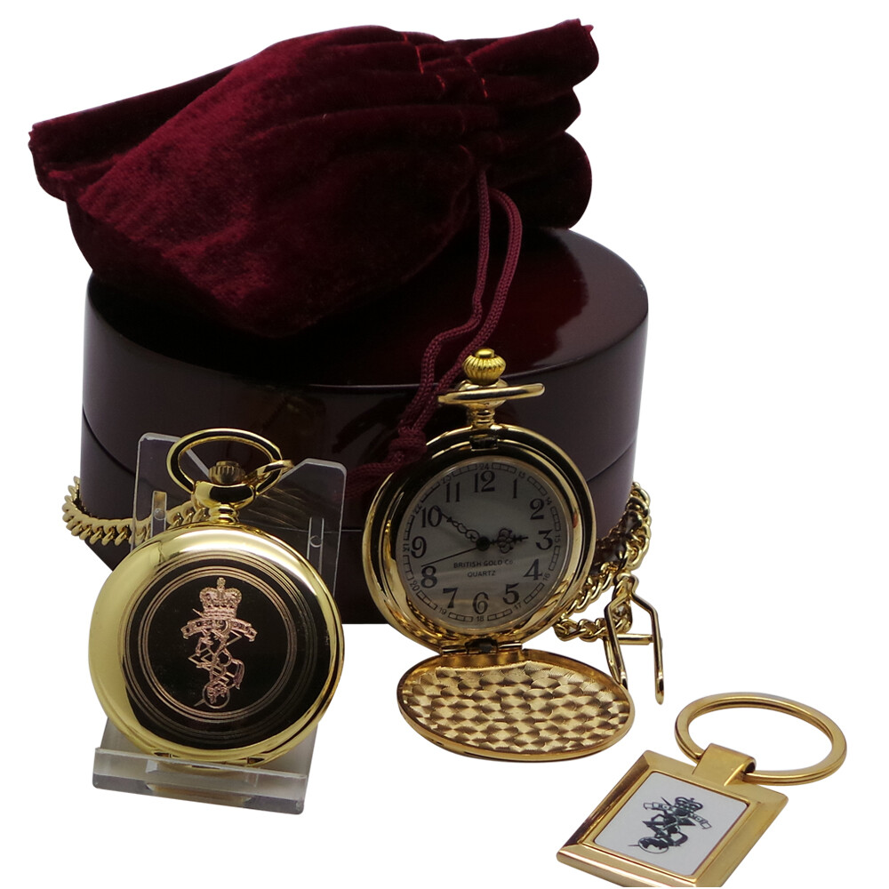 REME Gold POCKET WATCH KeyringEngraved Name Date Personalised Gift Set ...
