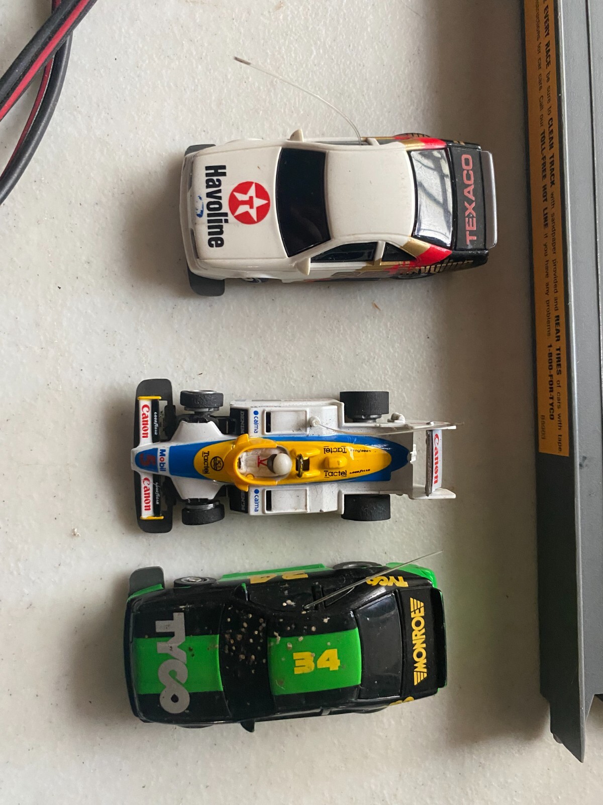 1992 Tyco TCR Slotless HO Race Car Set Complete with 3 Cars Track ...