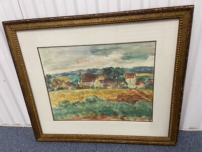 LOUIS RITMAN (American, 1889-1963) Landscape Village Watercolor Signed ...