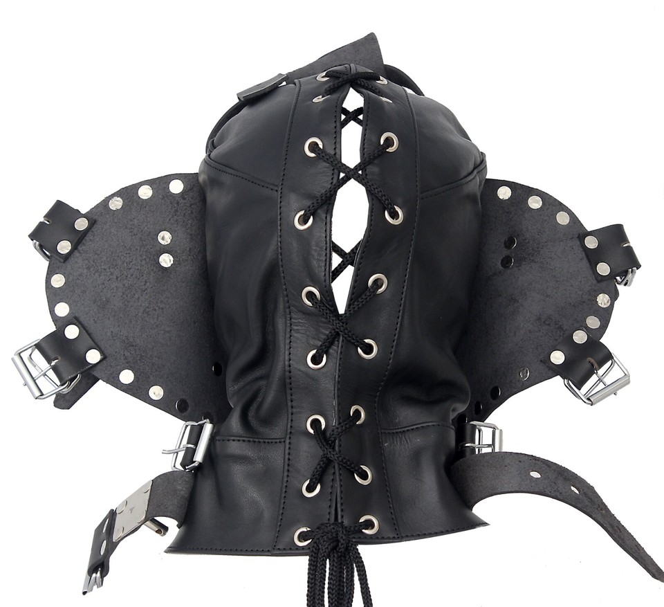 Gimp Mask Leather Headgear Head Hood Mask Open Mouth with Zipper | eBay