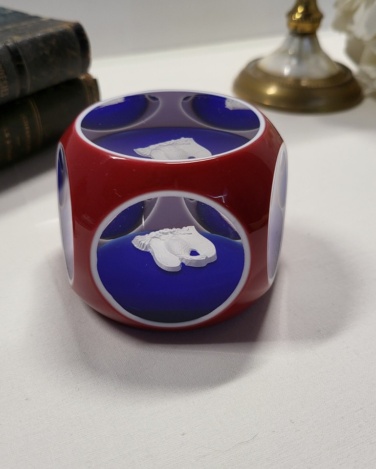 Cristal SAINT LOUIS Cristallo-cérame Presse papier Overlay Triplé ...