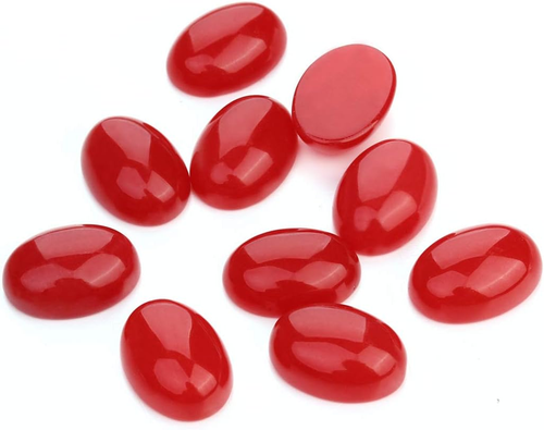 10Pcs Red Jade Stone Oval Cabochons Stone Jewelry round Flat-Back ...