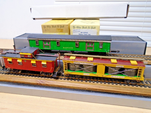 THREE Huff-N-Puff HO Kit Built Craftsman Cars Caboose+Pickle Tank ...