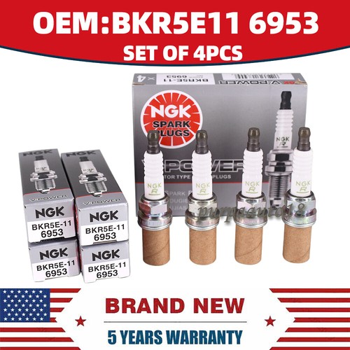 Set of 4 NGK 6953 V-Power Spark Plug BKR5E11 for Nissan Toyota Audi VW ...