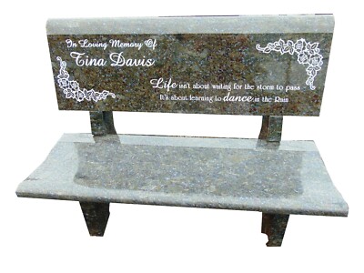 Headstone cemetery bench - park style - large - granite - engraving ...