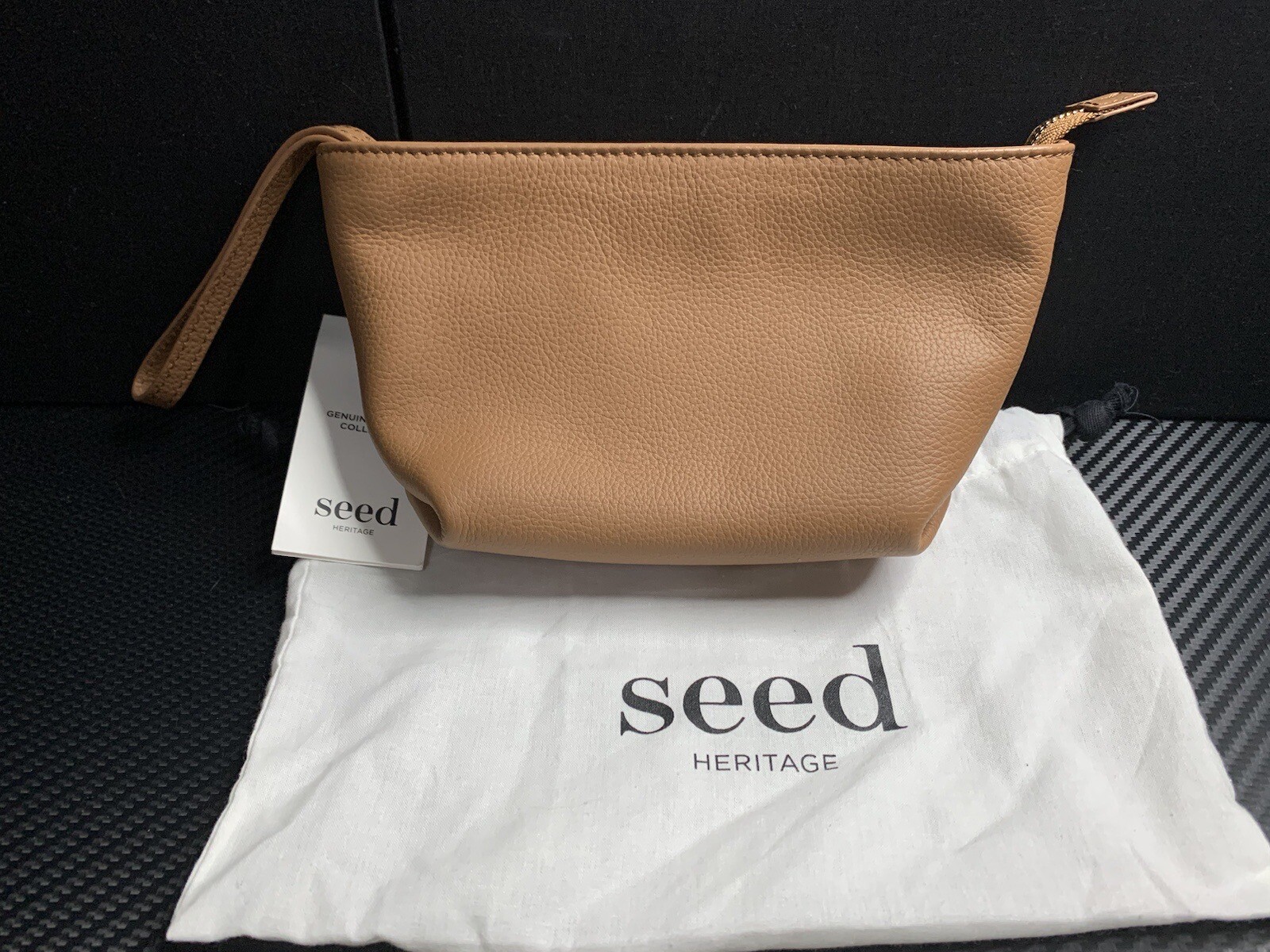 Seed Mini Tan Leather Pouch Wristlet | eBay
