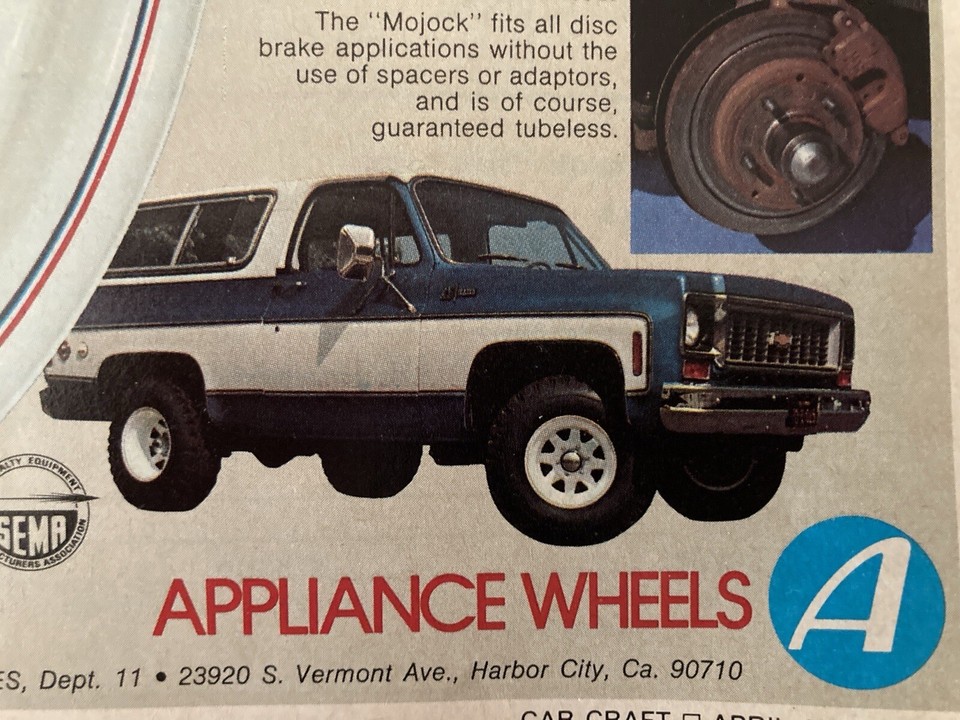 1975 Appliance Mojok Mag Rims Steel Wheels Print Ad Chevrolet Blazer | eBay