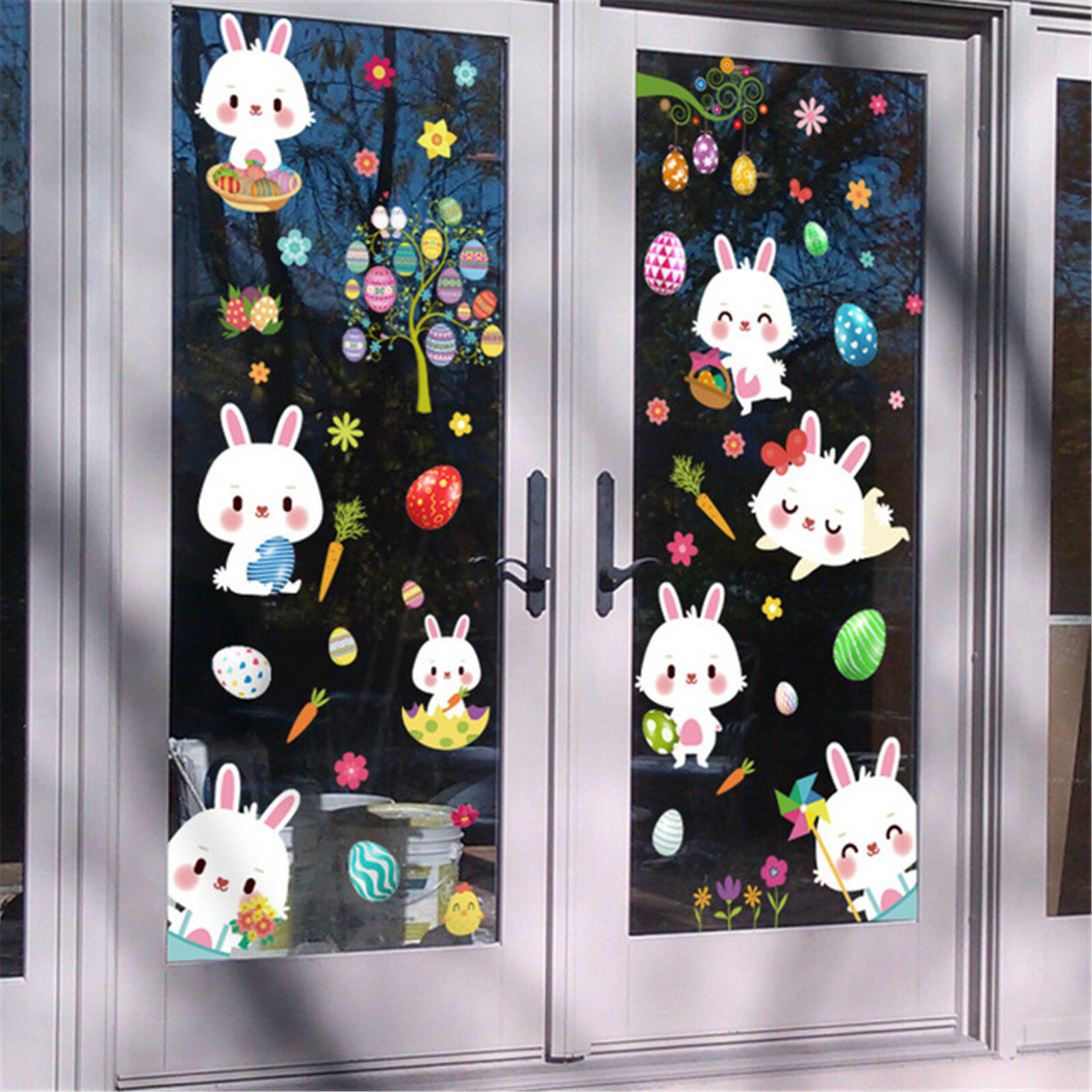 9pcs Easter Cartoon Children Bunny Chick Wall Sticker Door Window ...