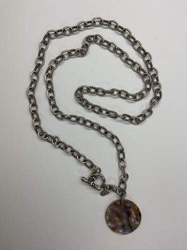 EXEX Claudia Agudelo Sterling Silver Chain Abalone Pendant Necklace 90 ...