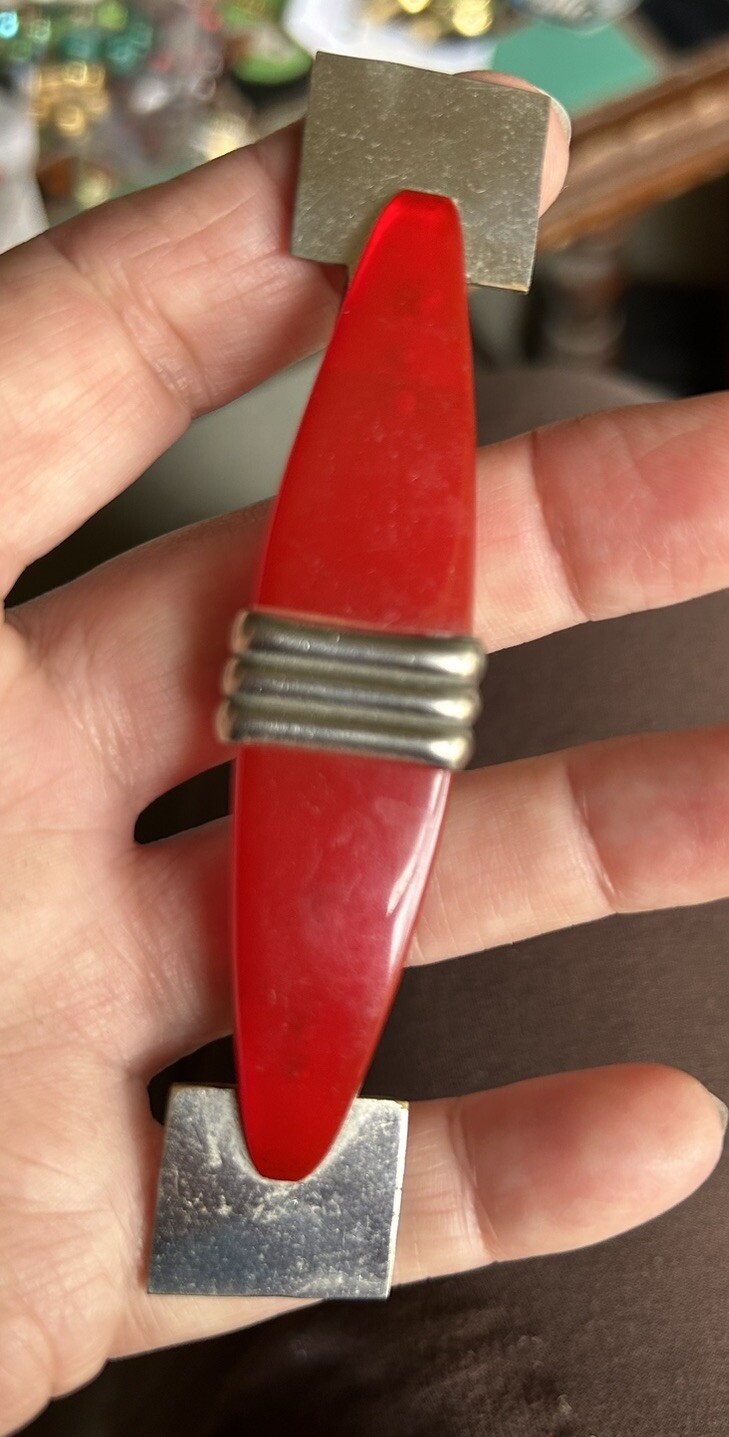 Vintage 4” Streamline Moderne 30s Art Deco Cherry Red… - Gem