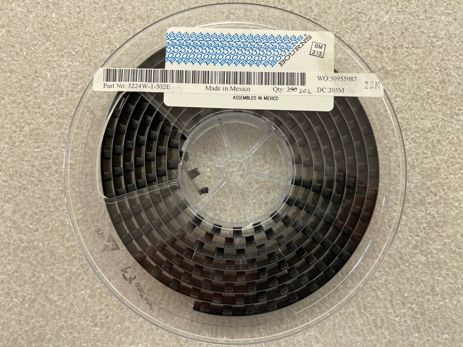 (202 PIECE REEL) 3224W-1-502E, BOURNS, TRIMMER 5K OHM 0.25W J LEAD TOP ...