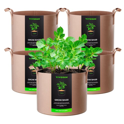 VIVOSUN 5 Pack 7 Gallon Plant Grow Bag Potato Growing Pot Container ...