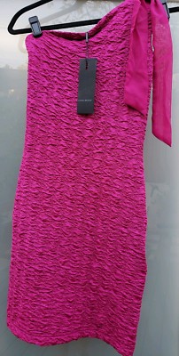 NWT VERO MODA Womens Pink One Shoulder Rouch Fabric Sheer Fabric ...