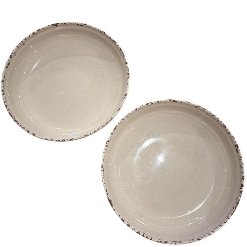 Tommy Bahama Rustic Melamine Shallow Bowls Beige W/ Speckled Rim 8.5 ...