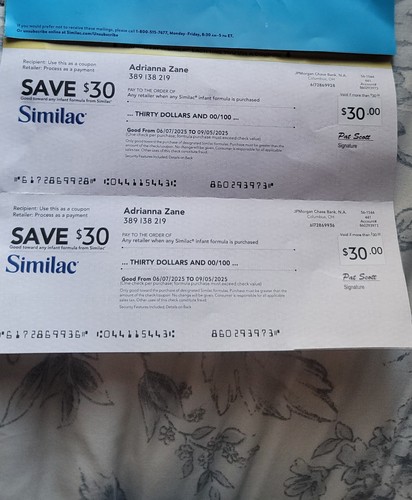 Similac Coupon Checks Save 60 Expires 9/5/2025 | eBay