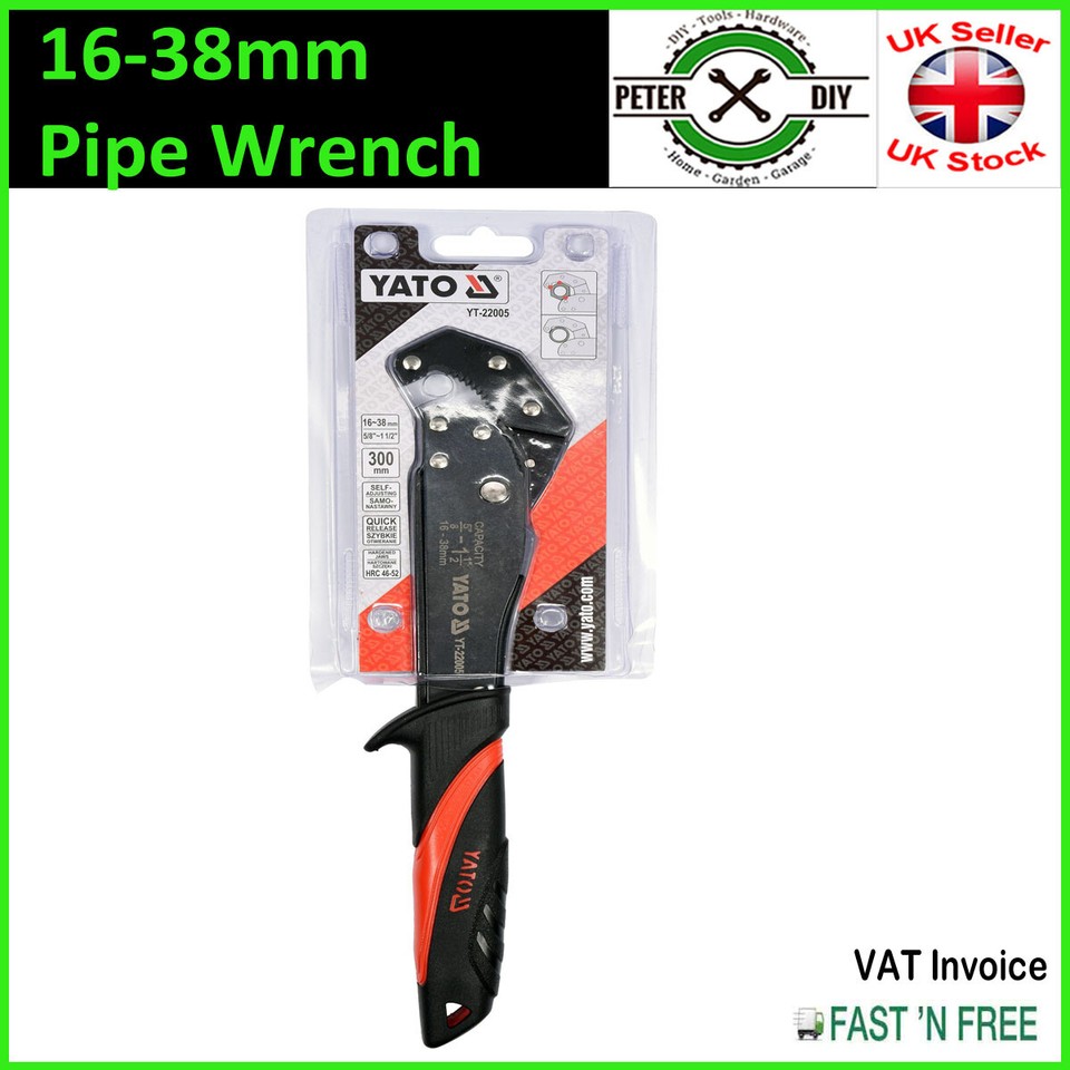 PIPE PLUMBER Wrench Self Adjusting Yato SPANNER 300mm Long 16-38mm ...