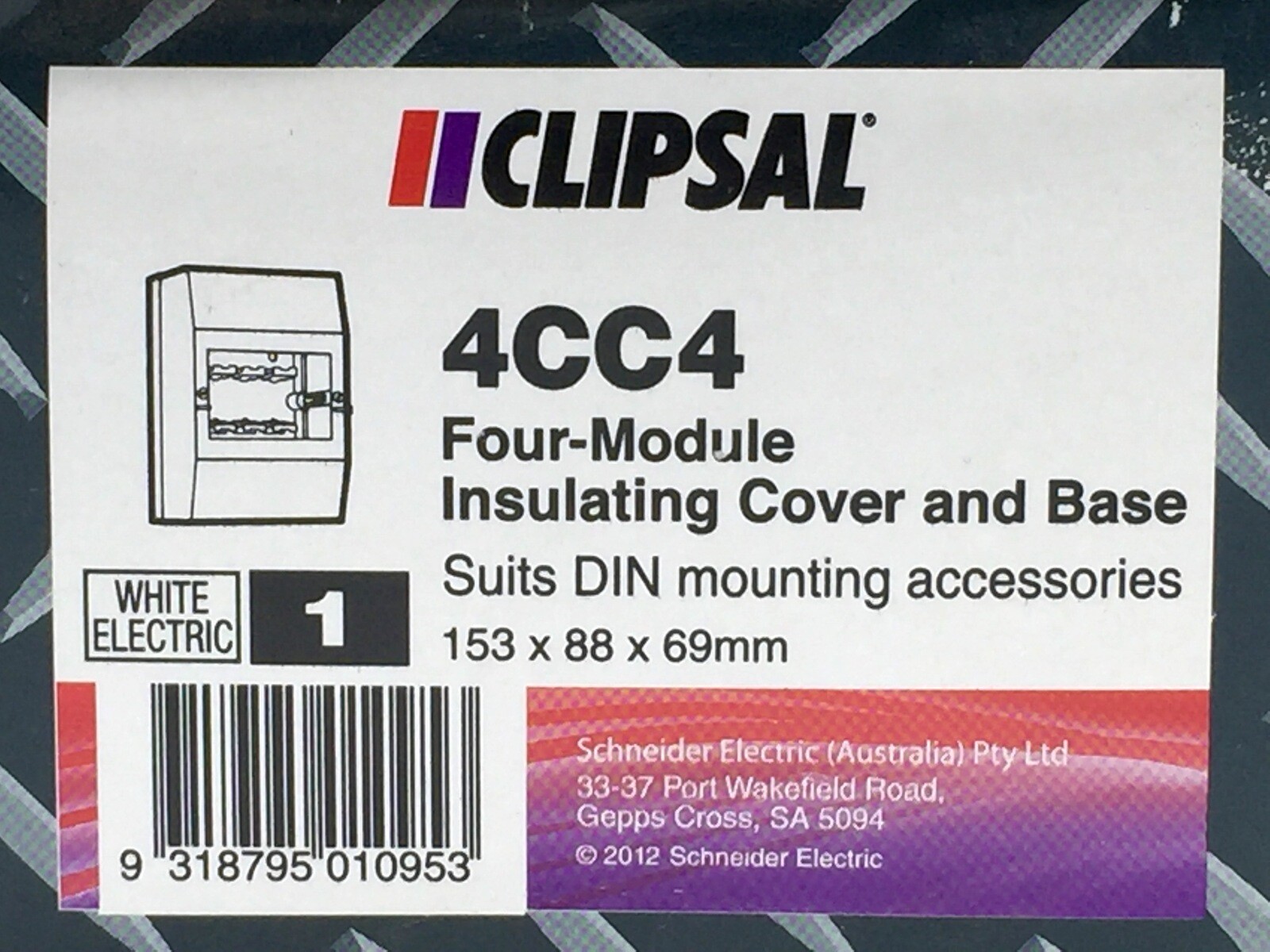 Clipsal 4CC4 Four Module Insulating Cover & Base White Switchboard ...