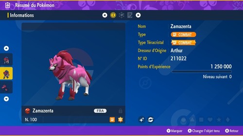 ZAMAZENTA SHINY OU NON 6IV FULL LEGIT + OBJET - POKEMON VIOLET ...