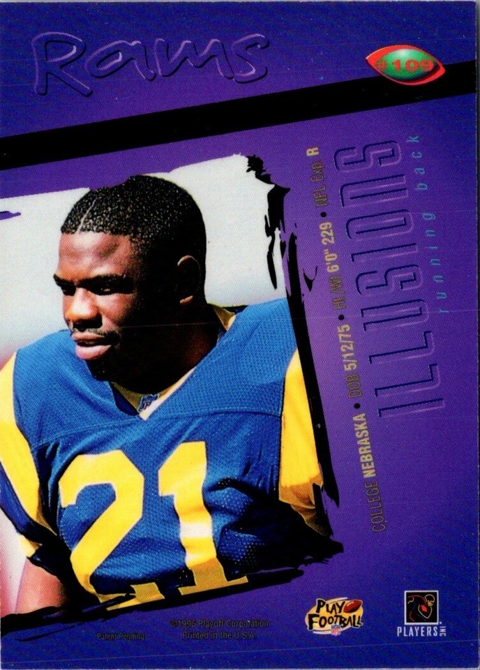 1996 Playoff Illusions Lawrence Phillips #109 St. Louis Rams Football ...