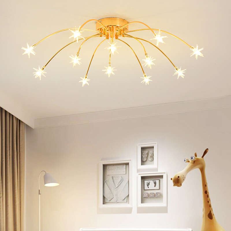 Star Shaped Flush Mount Ceiling Lights 8 LT Star Shape Glass Tube