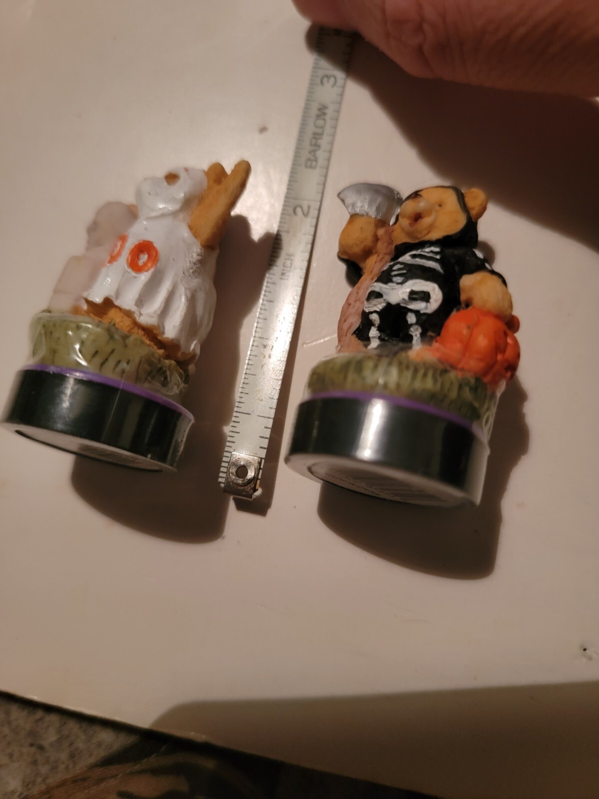 Lot Of 2 Mini Halloween Figures Teddy Bears Figurines Ghost Skeleton | eBay