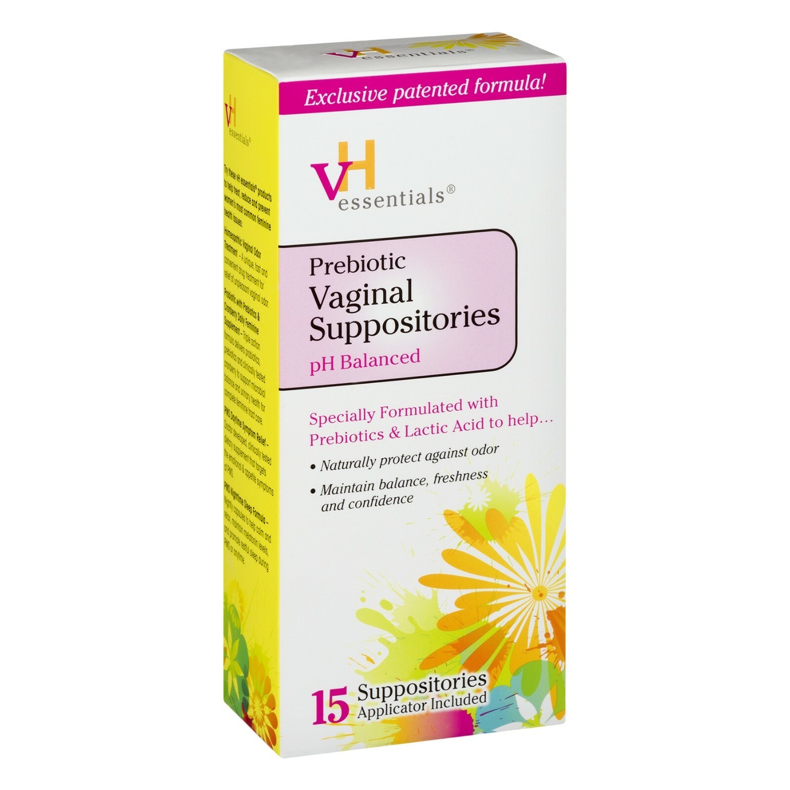 VH Essentials pH Balanced Prebiotic Vaginal Suppositories, 15 count ...