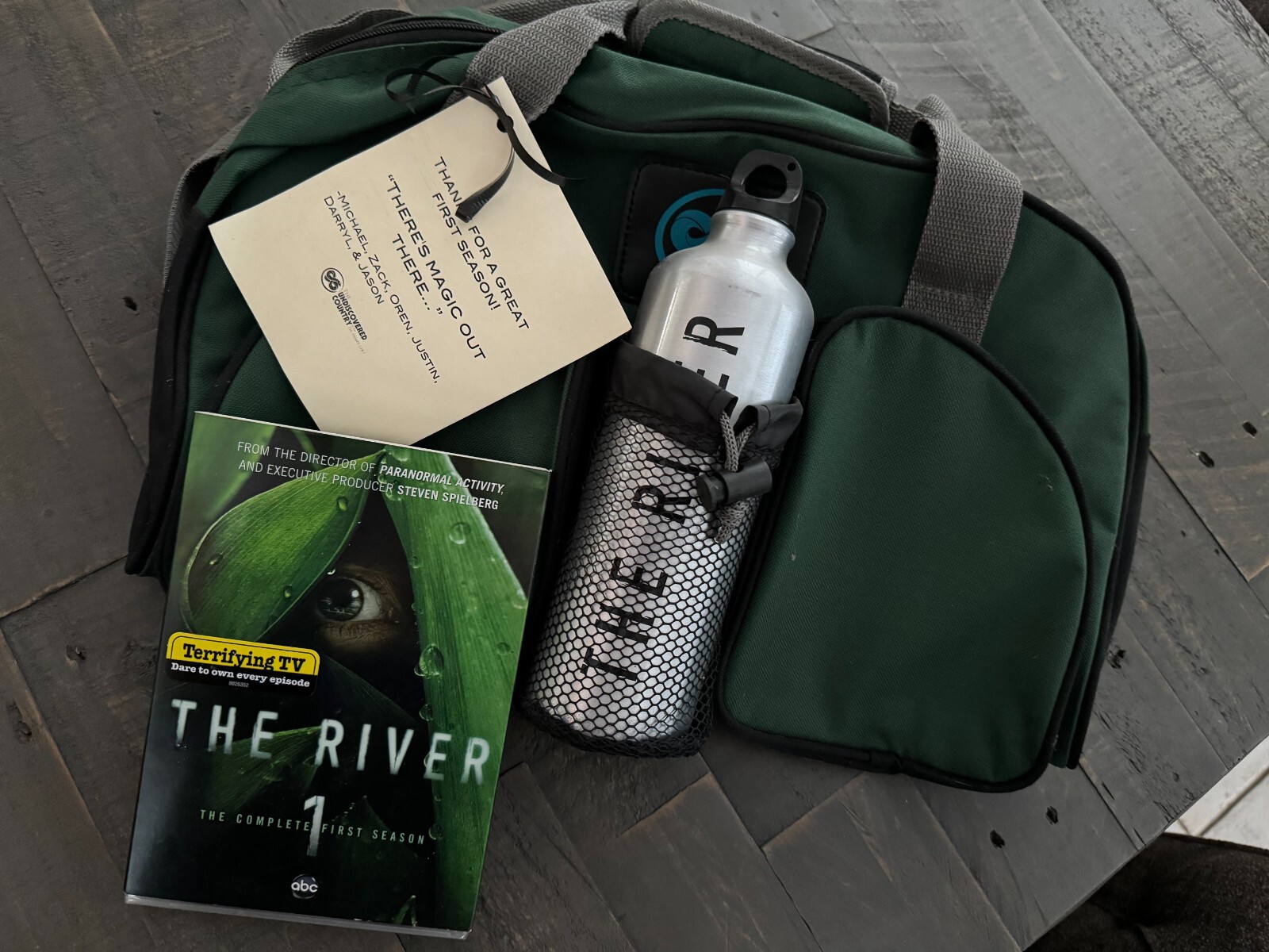 The River - Cast & Crew Duffle Bag w/ Water Bottle and complete series ...