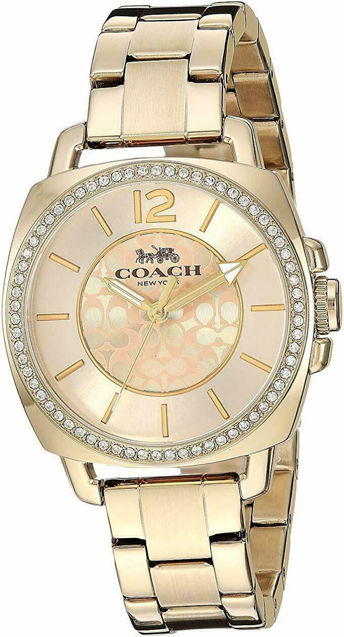 Coach Women's Watch Gold-tone Bracelet Glitz BOYFRIEND 14503141 34mm ...
