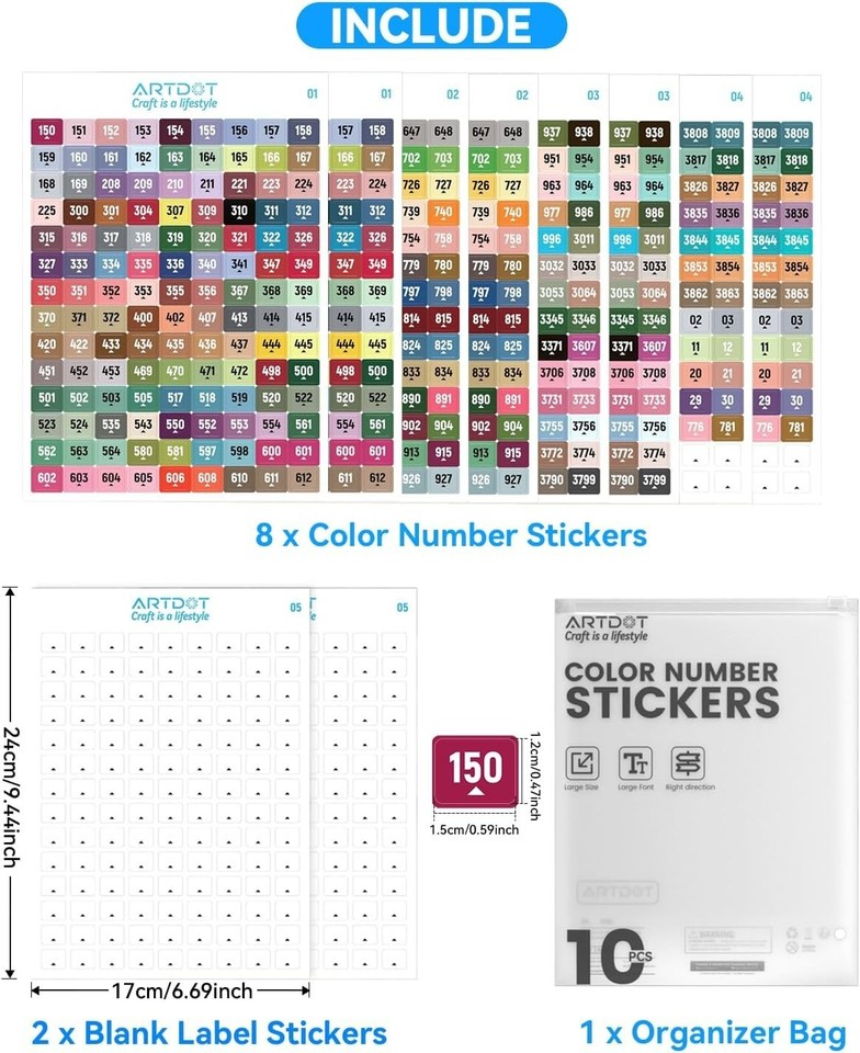 Universal Diamond Painting and Cross Stitch Sticker Set – 489 Durable ...