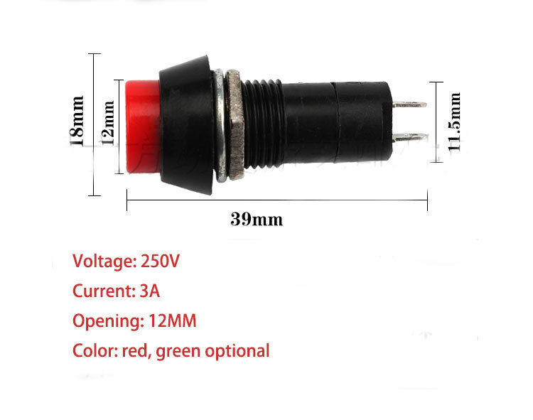 2 x Arcade setting button round red and green game self-reset switch ...