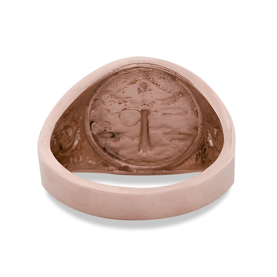Real 18K Rose Gold Libra Ring, Zodiac Sign Mens Gold Coin Ring ...