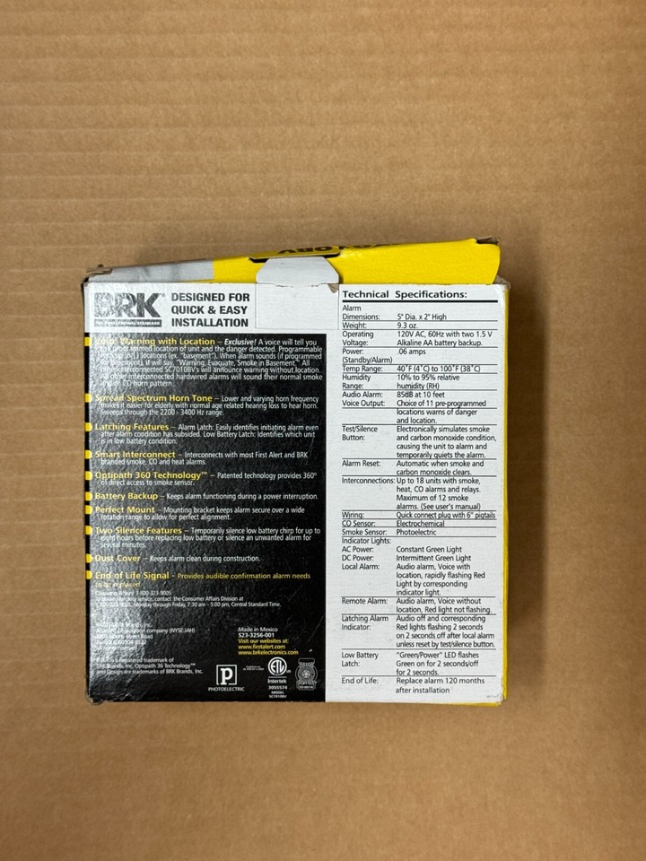 First Alert BRK SC7010BV Talking Photoelectric Smoke and Carbon ...
