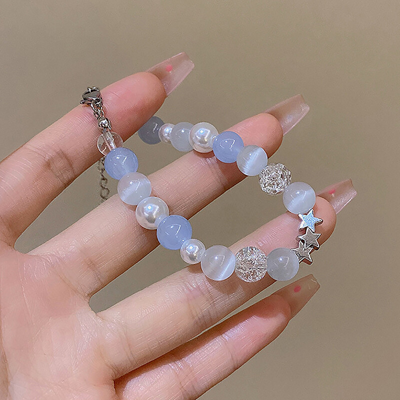 Harajuku Pentagram Pearl Beaded Bracelets For Women Aesthetic Crystal ...