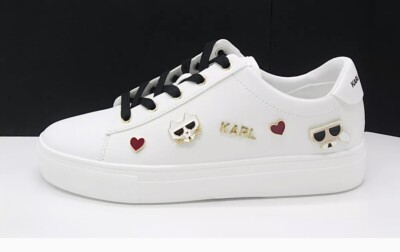 Karl Lagerfeld Paris Womens Cate Pins Cute Logo Charm White Sneakers ...