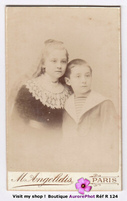 CDV ANGELIDIS à PARIS : ENFANTS EN POSE, FRÈRE & SOEUR, VERS 1885 -R124 ...