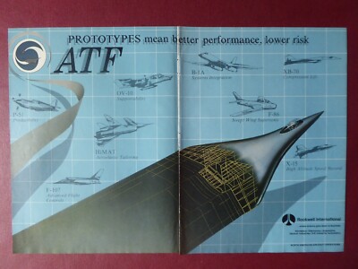 8/1986 PUB ROCKWELL ATF ADVANCED TACTICAL FIGHTER B-1 XB-70 X-15 OV-10 ...