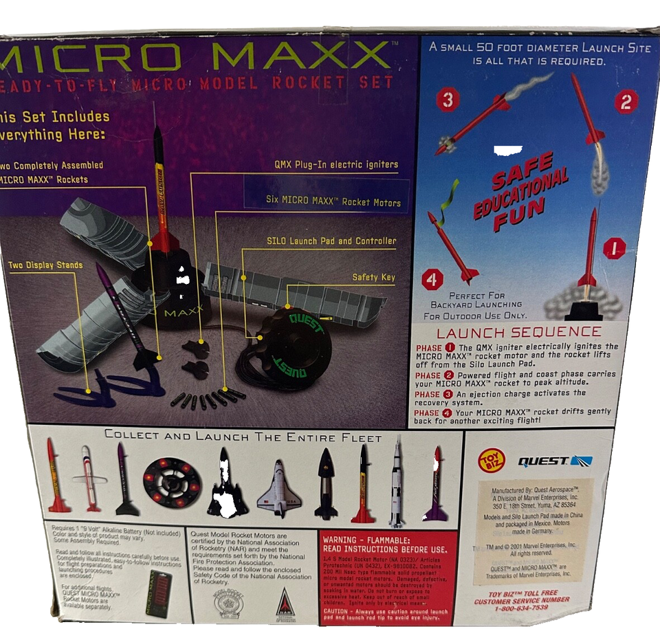 Quest Micro Maxx Ready To Fly Micro Model Rocket Set Raw Fusion &Vector ...