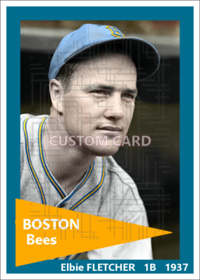 Elbie Fletcher - 1937 Boston Bees - 2.5 x 3.5 custom card (blank back ...