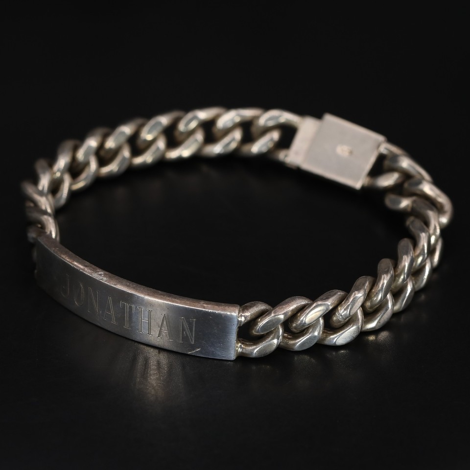 VTG Sterling Silver - Engraved "Jonathan" ID Name Tag 9.5" Men's ...