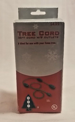Tree Cord 15 Foot Electric Extention Cord with 9 Outlets GREEN New In ...