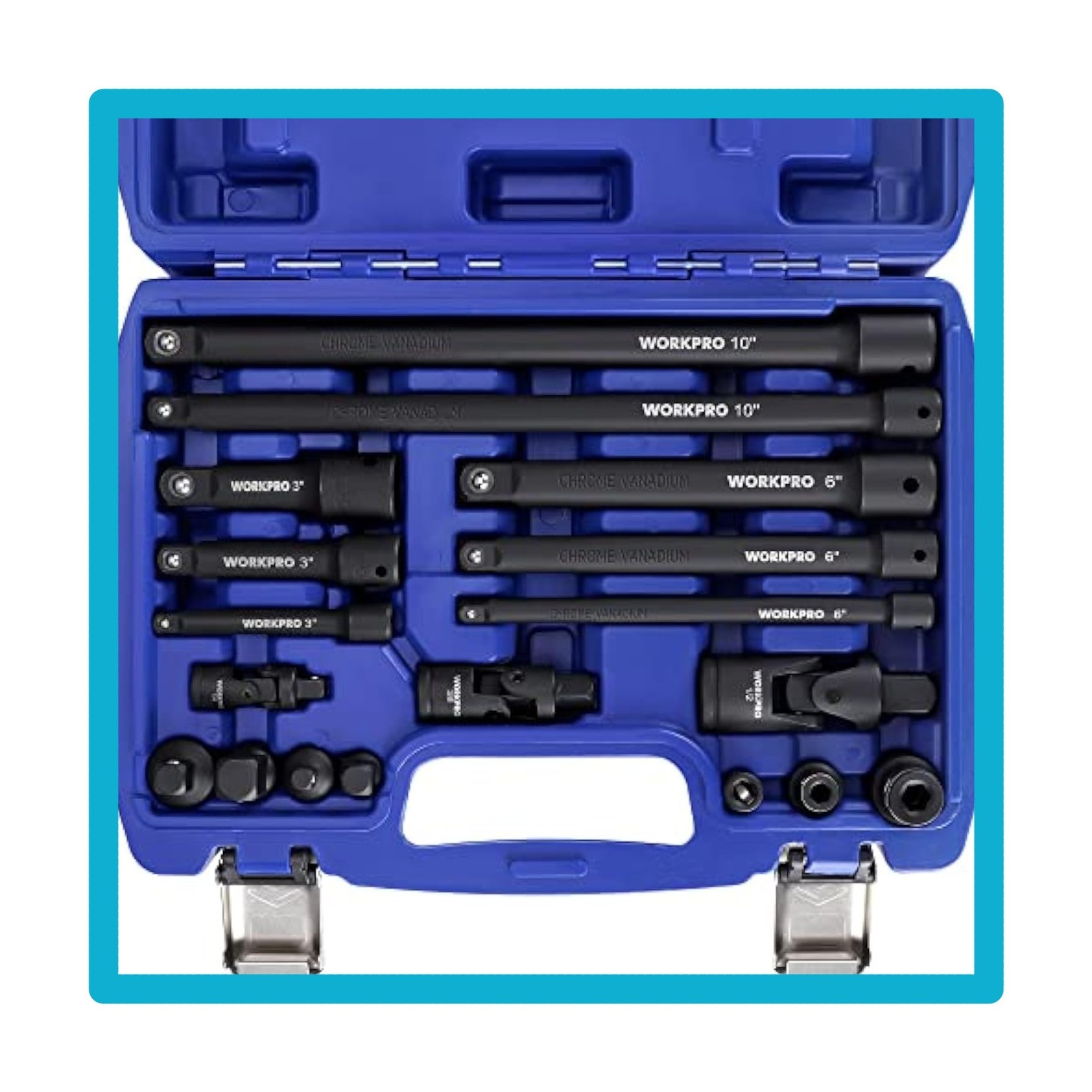 18-piece impact socket extension set, includes socket adapters, ratche ...
