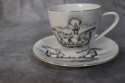 Robert Mayokok Tea Cup & Saucer Eskimo Inuit Scene Alaska Snow Signed ...