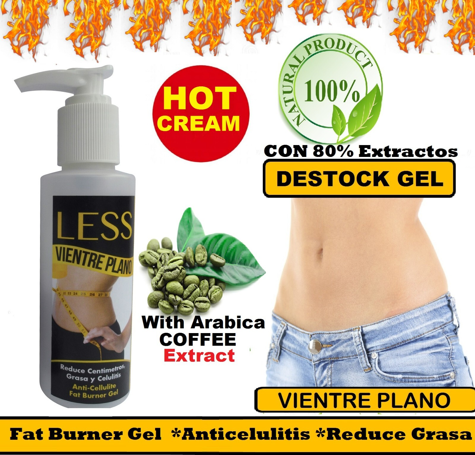 2 Less Destock Gel HOT 4oz , Lose Weight, Reduce Abdomen Reductor Gel ...