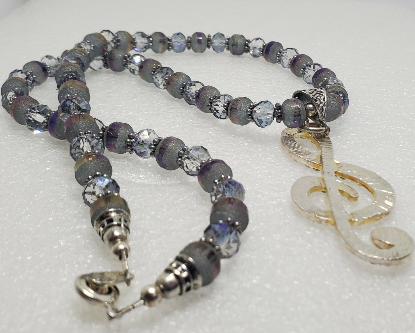 Crystal TREBLE CLEF Musical MUSIC NOTE silver tone be… - Gem