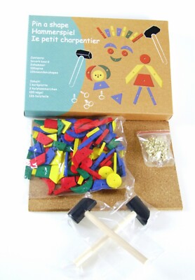 TAP A SHAPE toy - Hammer Nails / Pins Cork Board Wooden Shapes Activity ...