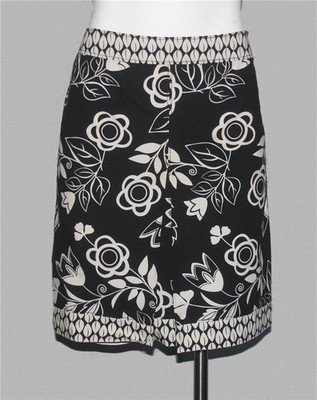 Ann Taylor Loft Floral Split Pleated Lower Front Black Cream Crisp ...