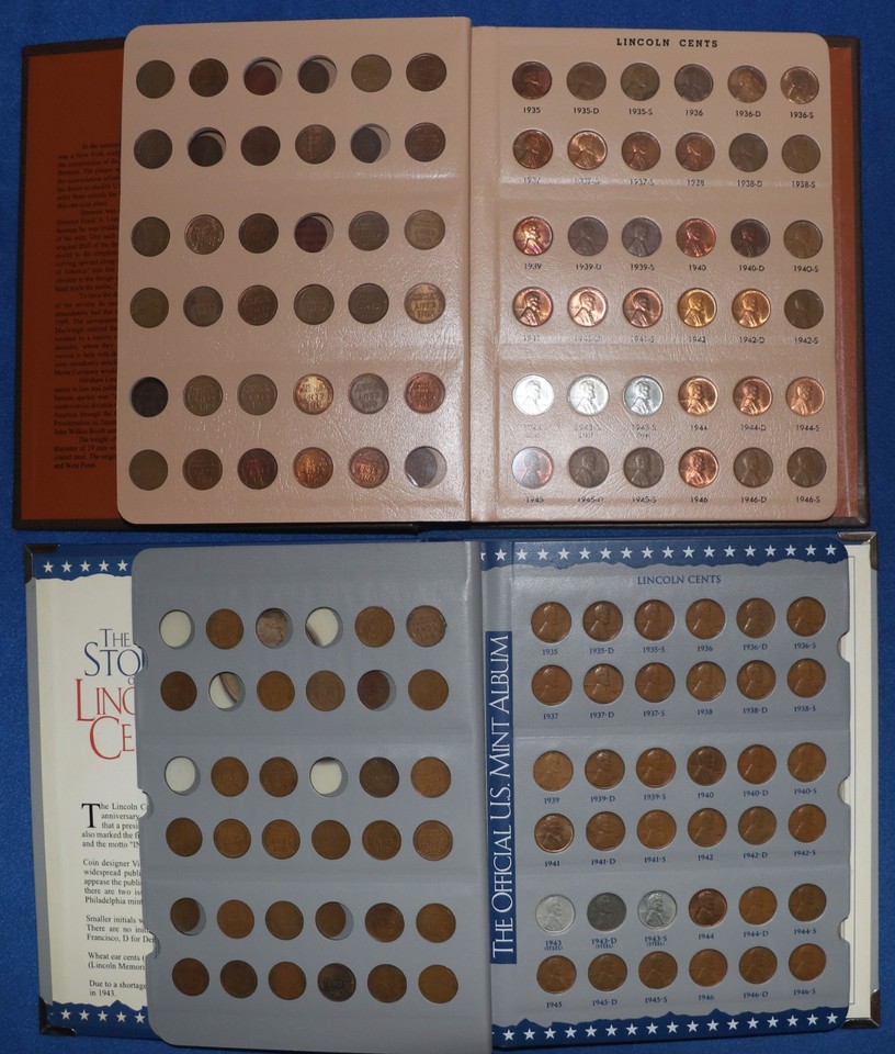 Lincoln Wheat Cent Album Lot - 2 Albums DANSCO and US Mint - Lots of ...
