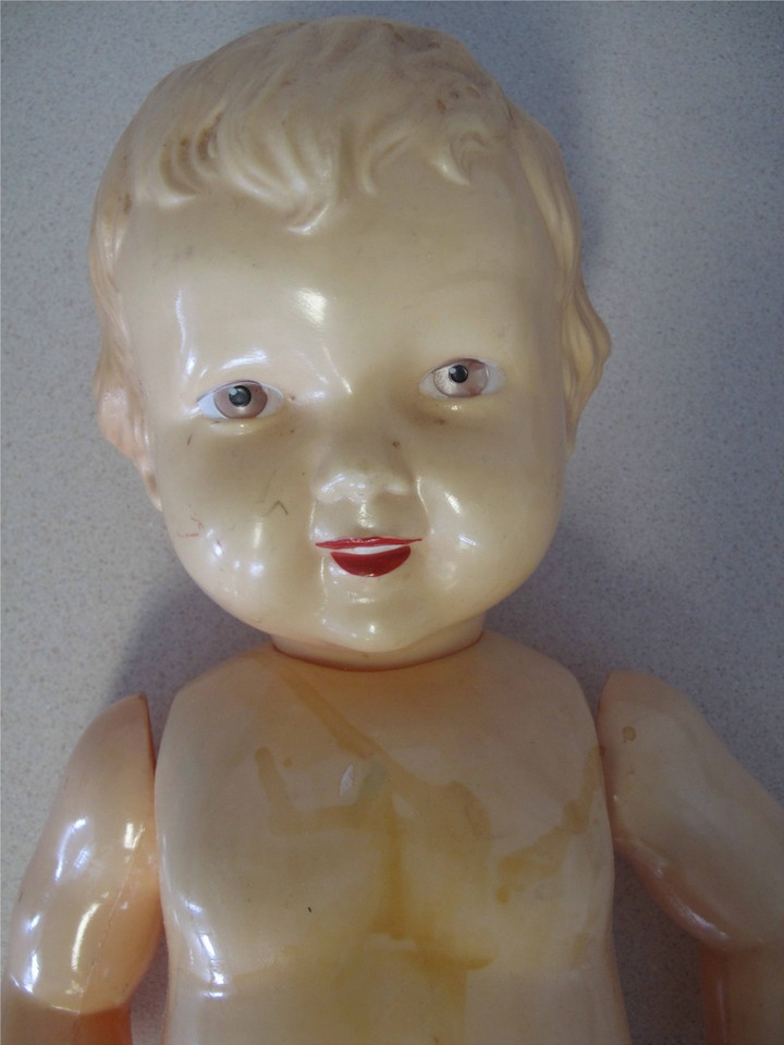 Russian Soviet Vintage Celluloid Large Baby Doll painted eyes made USSR ...