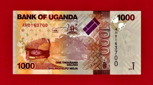 RARE PREFIX AH - 1,000 Shillingi Elfu Moja 2010 UGANDA UNC NOTE (P-49a ...