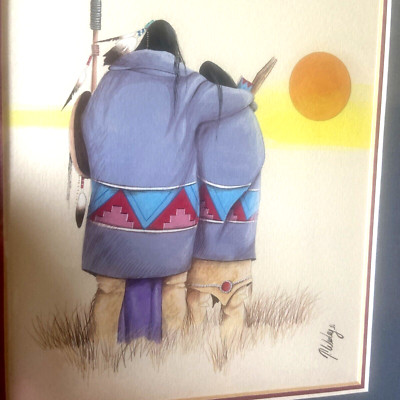 Muskogee PAINTING SQUAW TILLIER WESLEY Signed and Framed Native ...